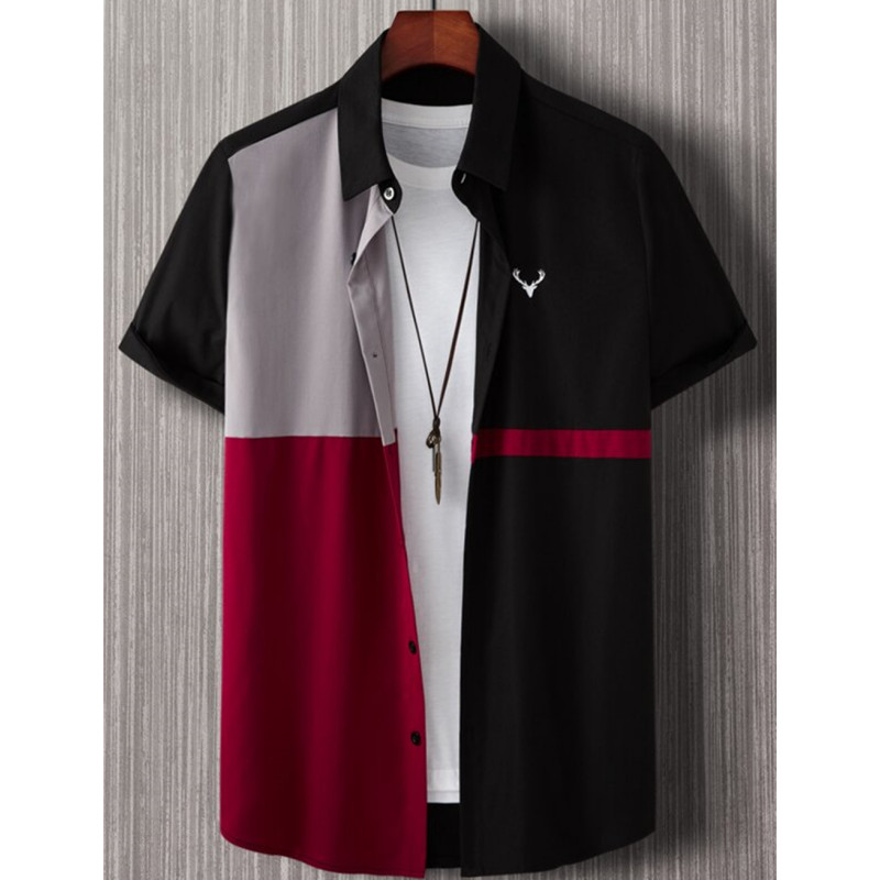 New Shirts For Men 3d Patchwork Plaid Printed Men’S Clothing Summer ...