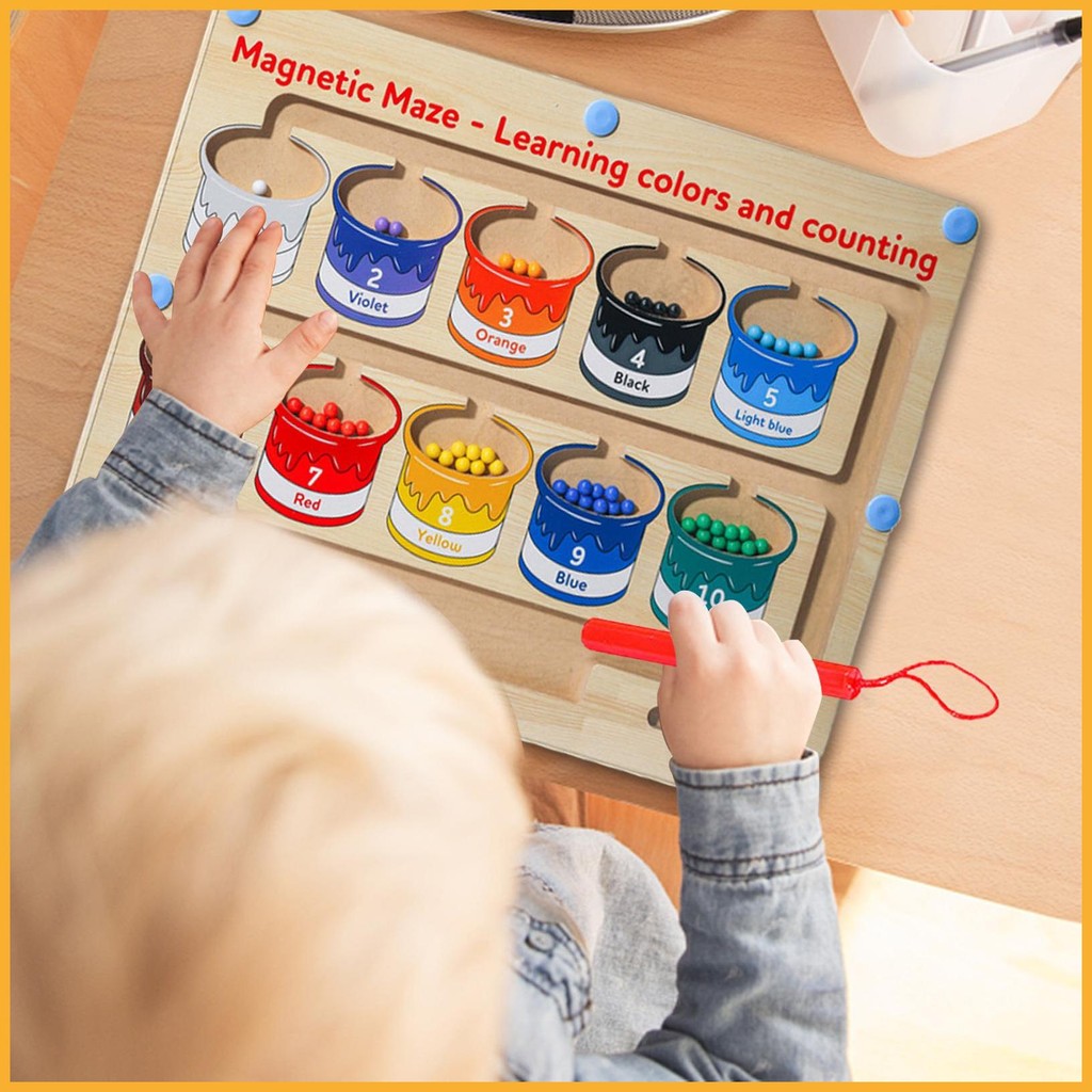 Color and Number Maze Board Matching Toy Magnetic Counting Number Maze ...