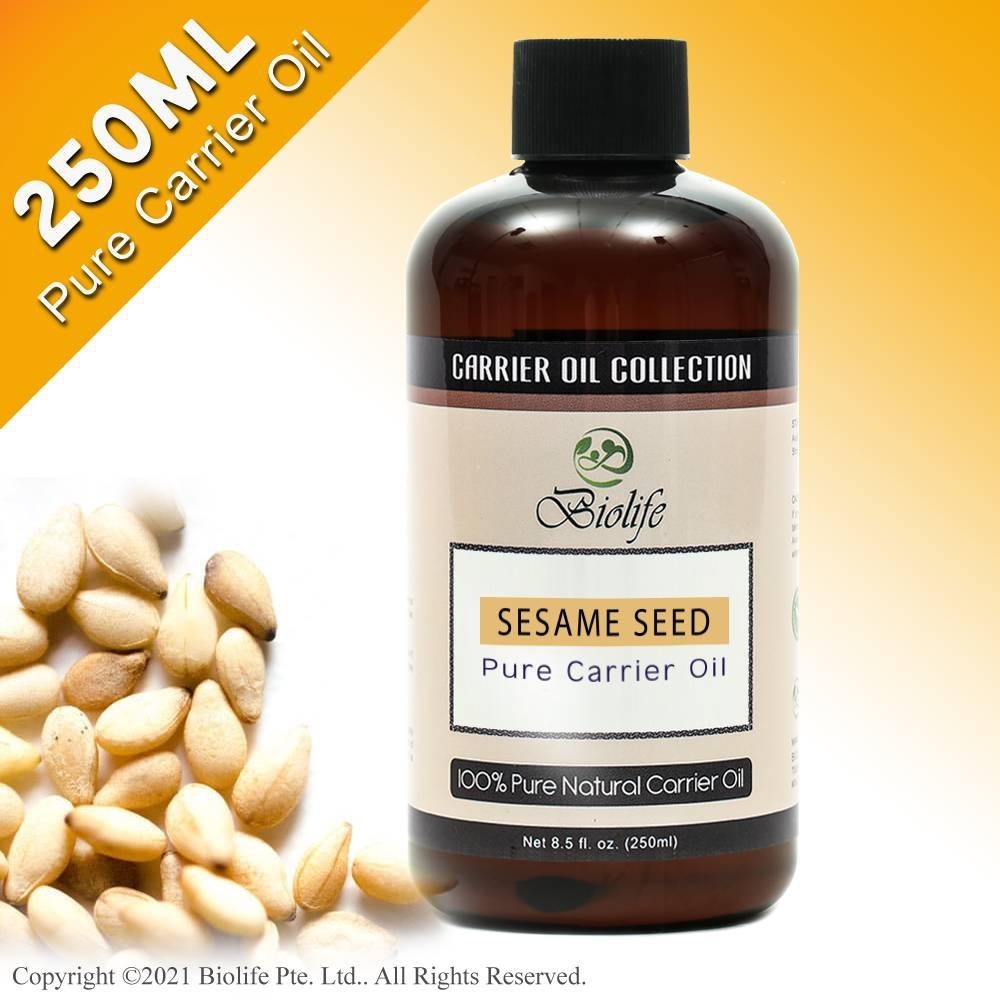 Biolife Sesame Seed Pure Carrier Oil (250ml), For Aromatherapy, Hair ...