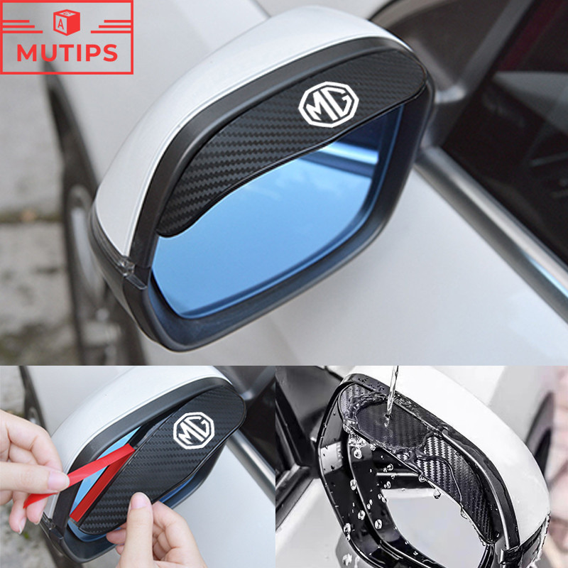 MG 2Pcs/Set Car Carbon Fiber Side Rear View Mirror Rain Eyebrow ...