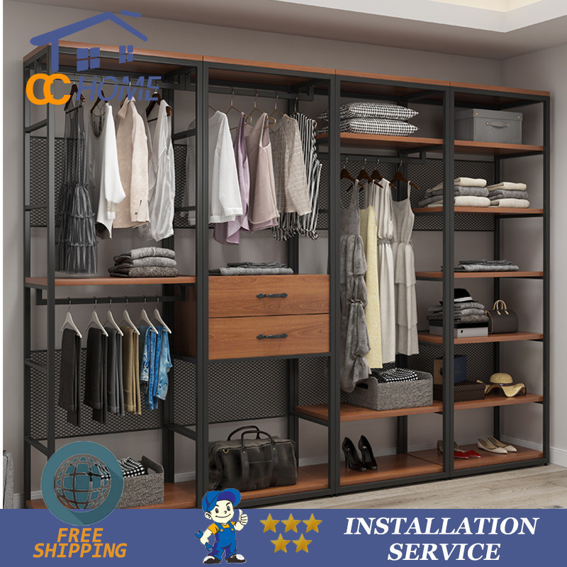 99 CC Hanging Open wardrobe storage rack metal wardrobe rack iron ...