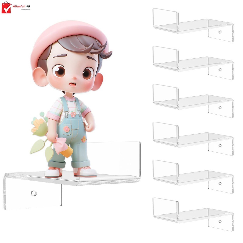 6Pcs Acrylic Wall Display Shelf Small Acrylic Wall Shelf Wall Mount ...