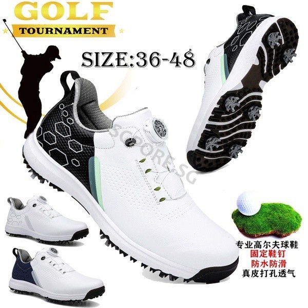 Professional Golf Shoes for Men Waterproof Classic Spiked Golf Sport ...