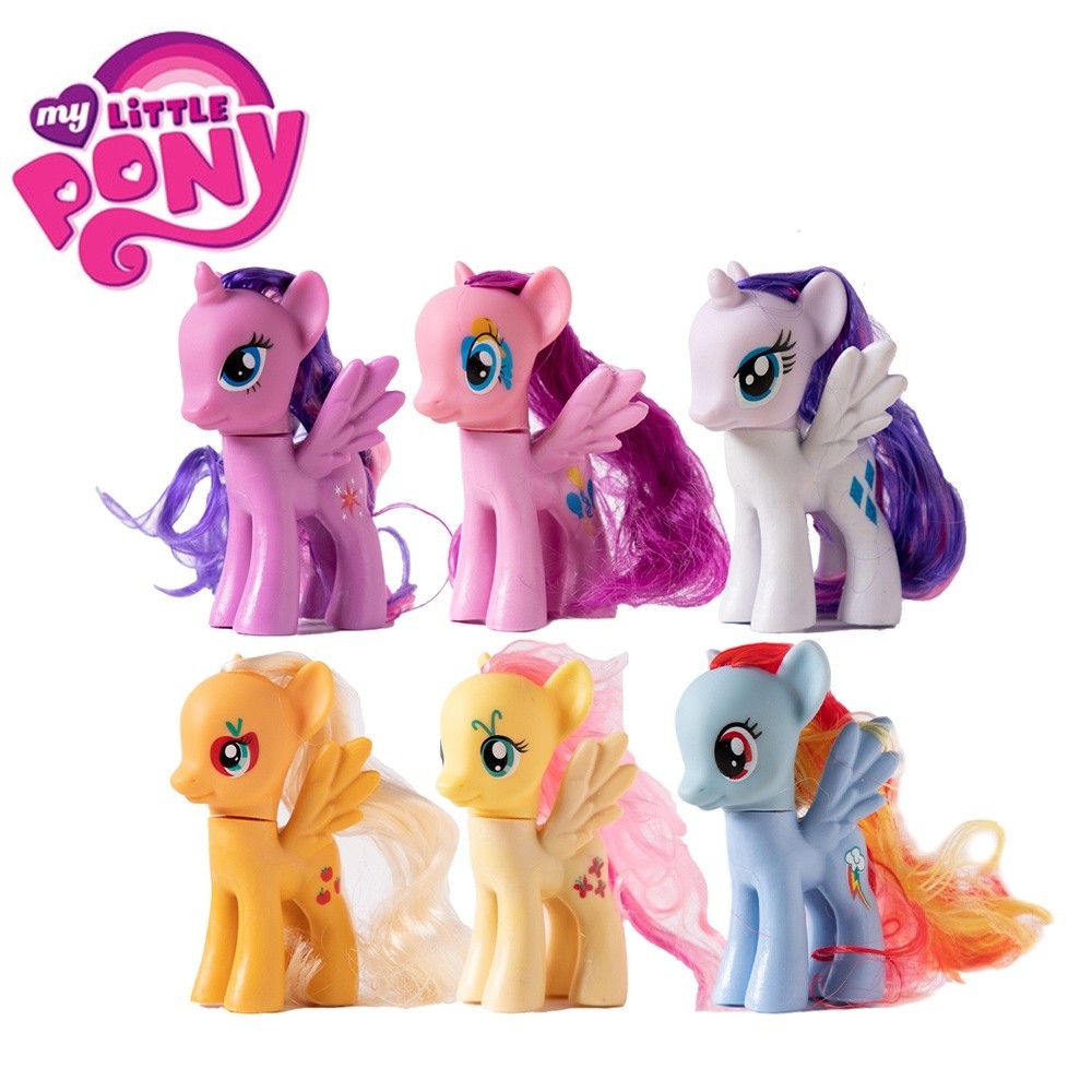 6pcs/set My Little Pony Action Figure 8cm Applejack Rainbow Dash Pony ...