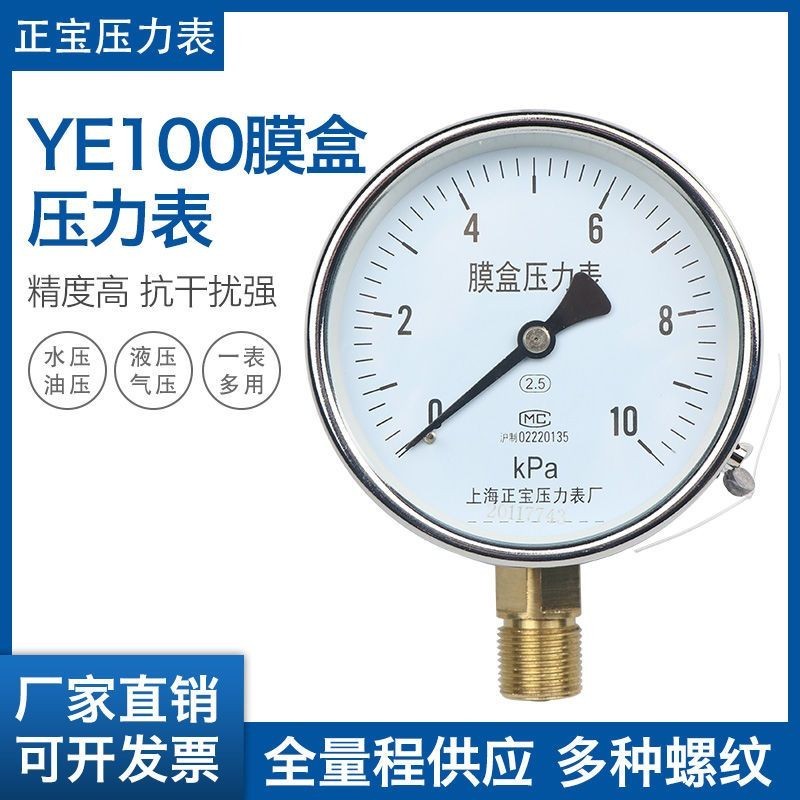 YE100-100KPAMembrane Pressure Gauge/Low Pressure Gauge/Bellows Natural ...