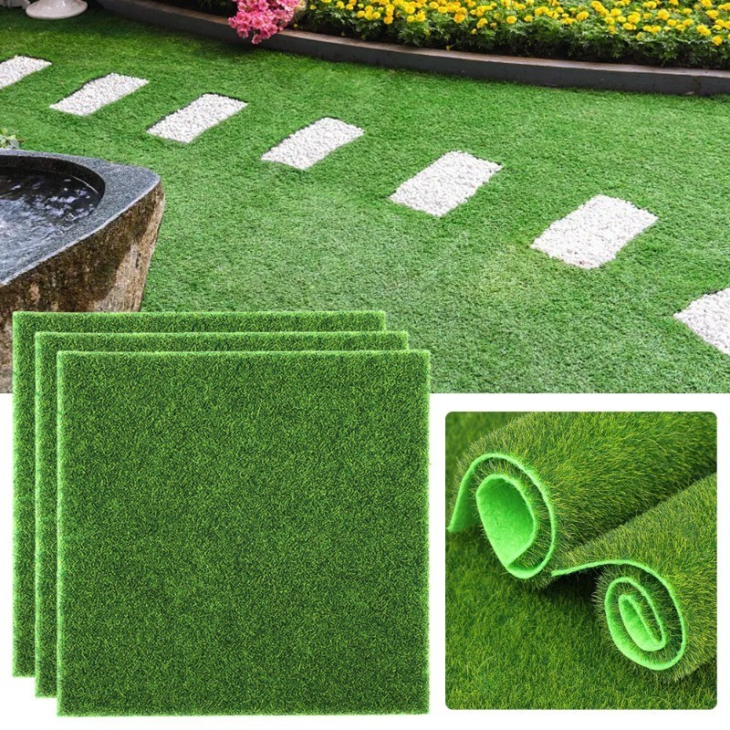 6/1PCS Artificial Green Lawns DIY Grass Mat/Miniature Carpet Mat Patio ...