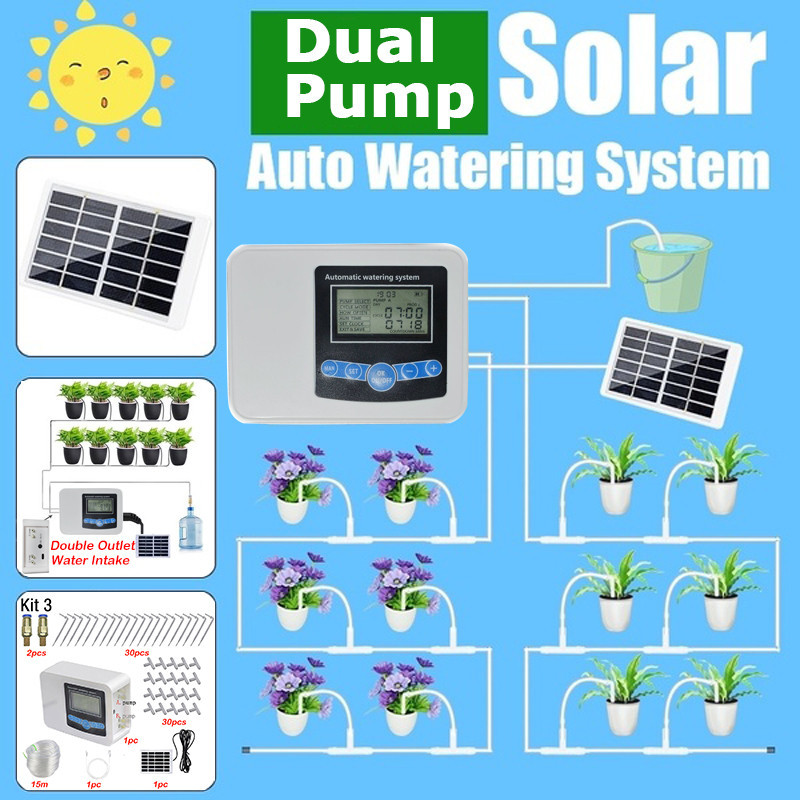 Dual Pump Automatic Solar Irrigation Timer,Houseplants Self Watering ...