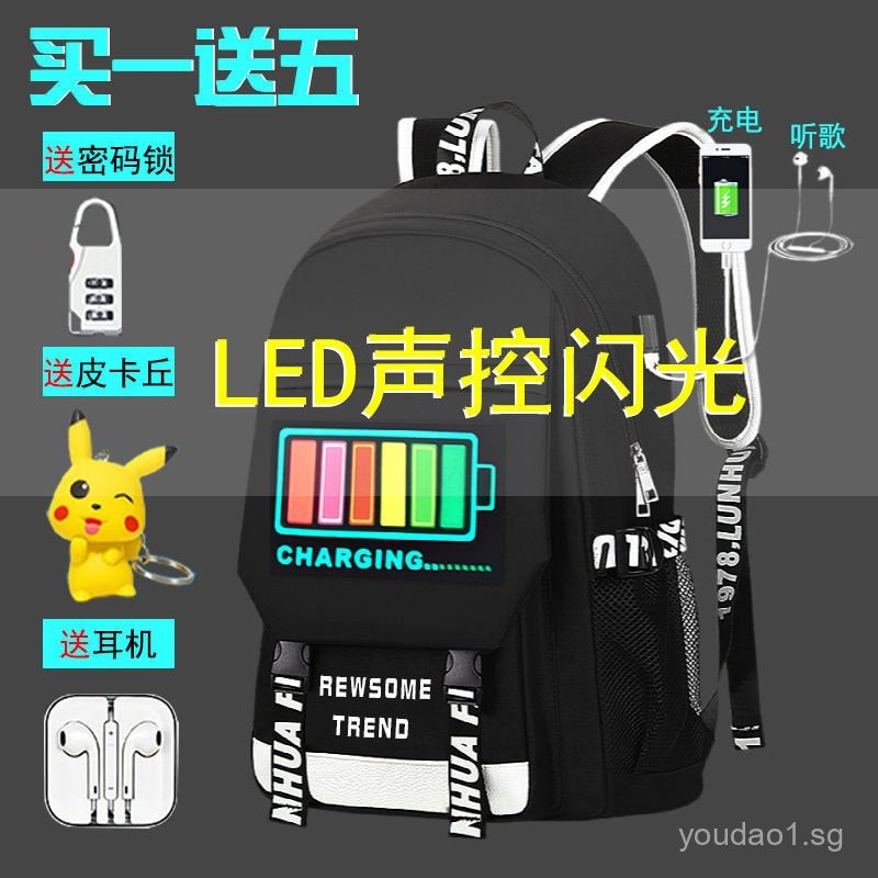Backpack Men2024New Backpack LED Voice-Controlled Flashing Backpack for ...