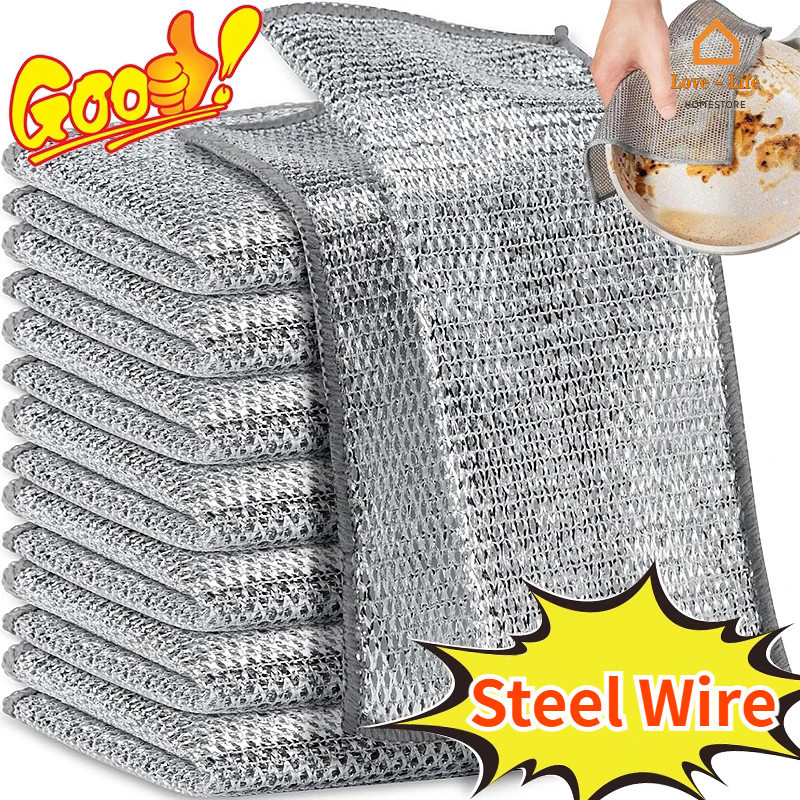 Metal Steel Wire Cleaning Cloth Thickened Double-sided Non-stick Oil ...