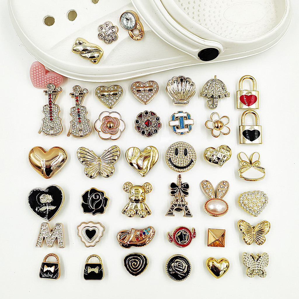 Croc Gold Jibz Button Pins DIY Set Shoes Charm 1 Piece | Shopee Singapore
