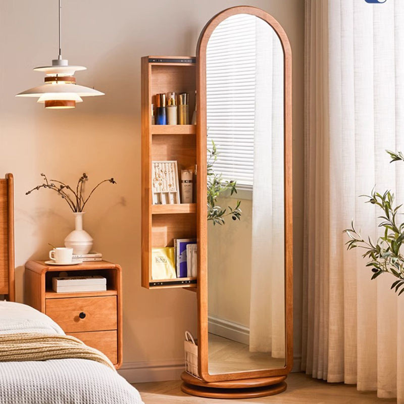 Floor Rotating Dressing Mirror with Storage, Full-Length Mirror for ...