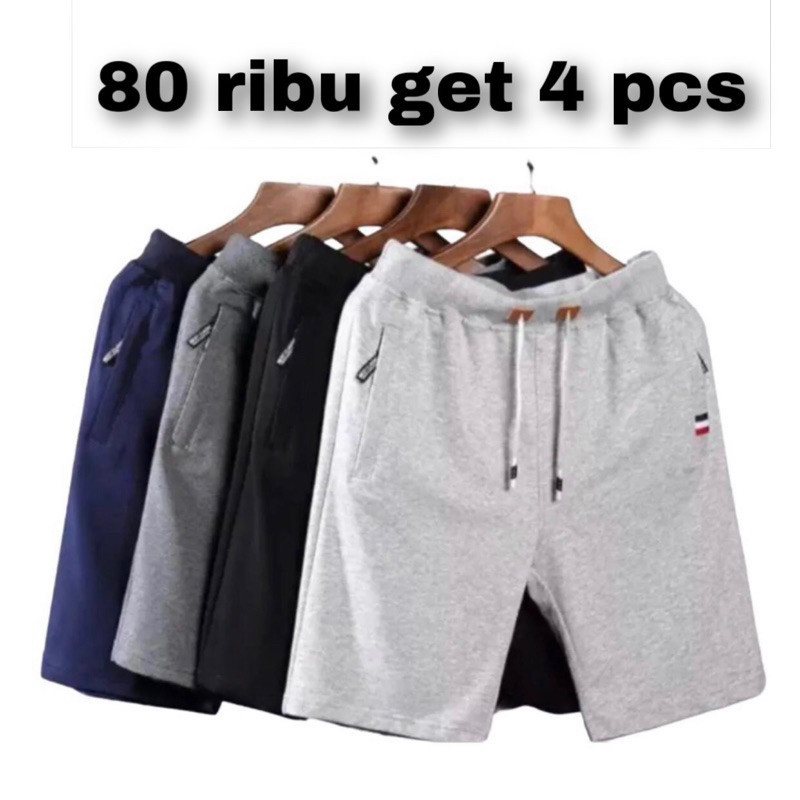 4pcs Men Women Adult Casual Shorts baby terry Zipper Pocket | Shopee ...