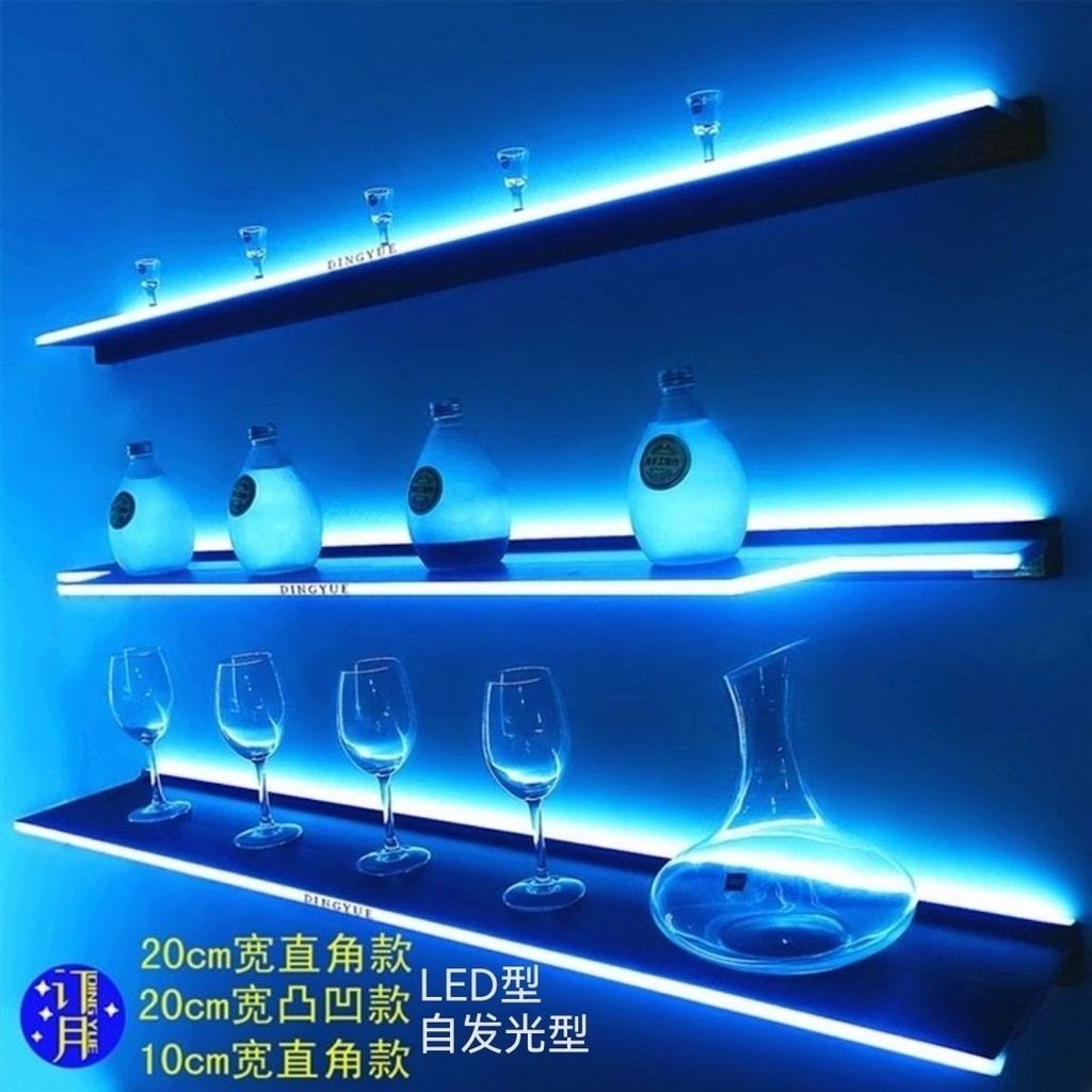 Aluminum Alloy Luminous Shelf WallLEDLight Laminate Boutique Commercial ...