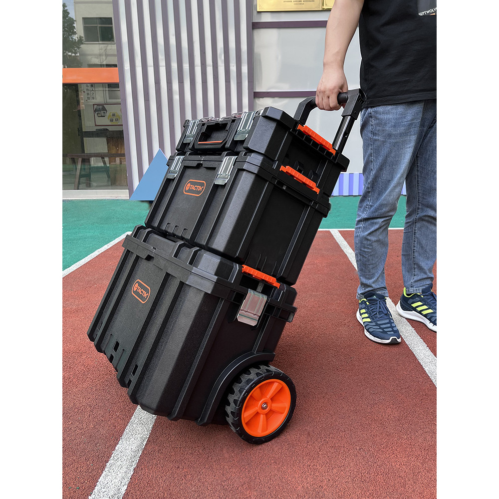 Tactix Combined Draw-Bar Toolbox Stacked Three-Layer Storage Box with ...
