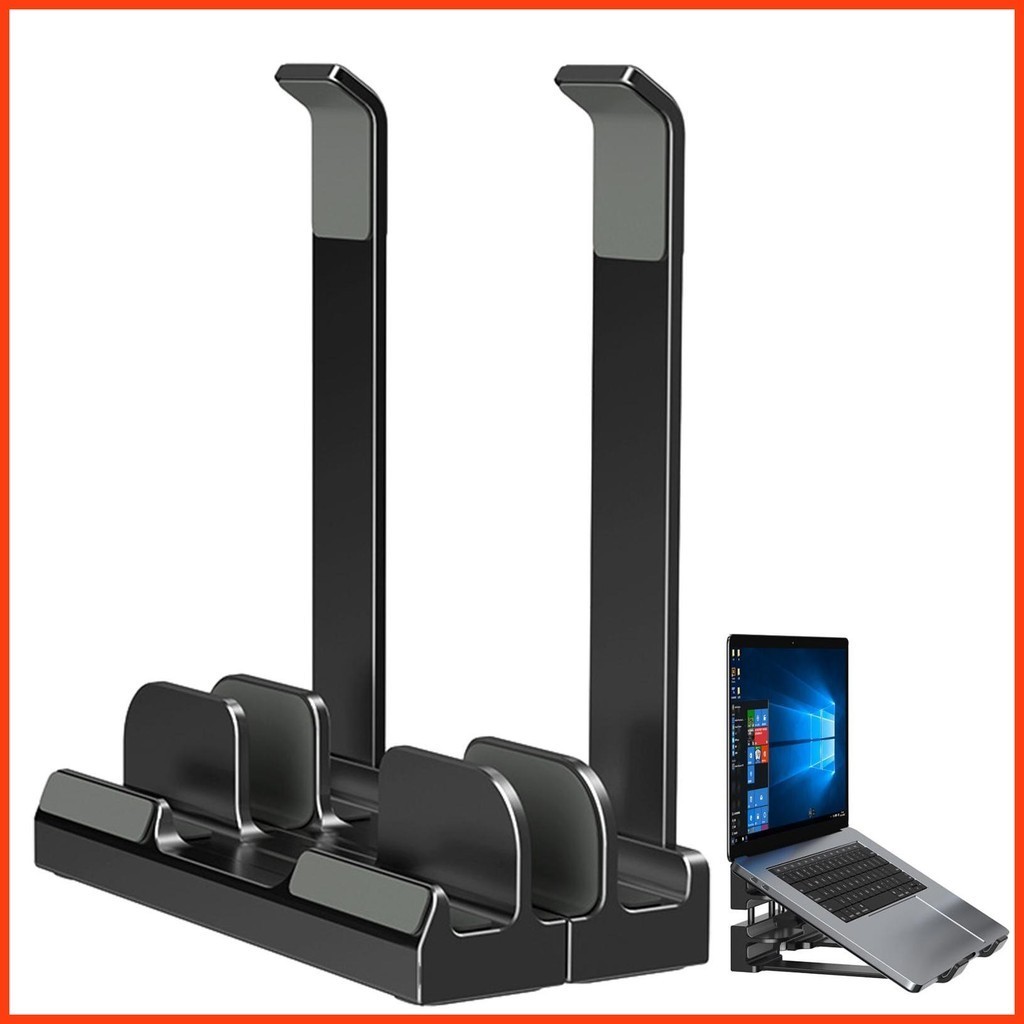Laptop Vertical Stand Adjustable Space-Saving Vertical Laptop Rack ...