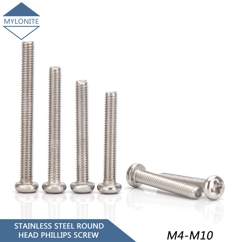 M4 M5 304 Stainless Steel Cross Recessed Pan Head Screws Phillips Round ...