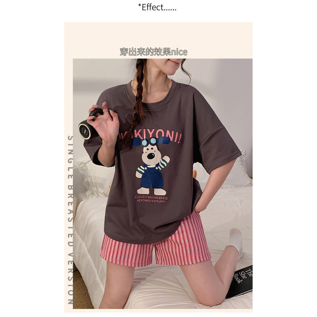 Pajamas Women Cotton Pyjamas Set Sleepwear Woman Summer Short sleeve ...
