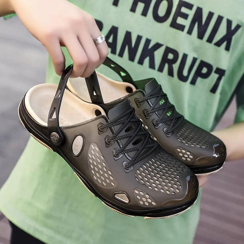 Ready Stock Men's Ultra-Light Jelly Shoes Beach Shoes Hole Shoes Two ...