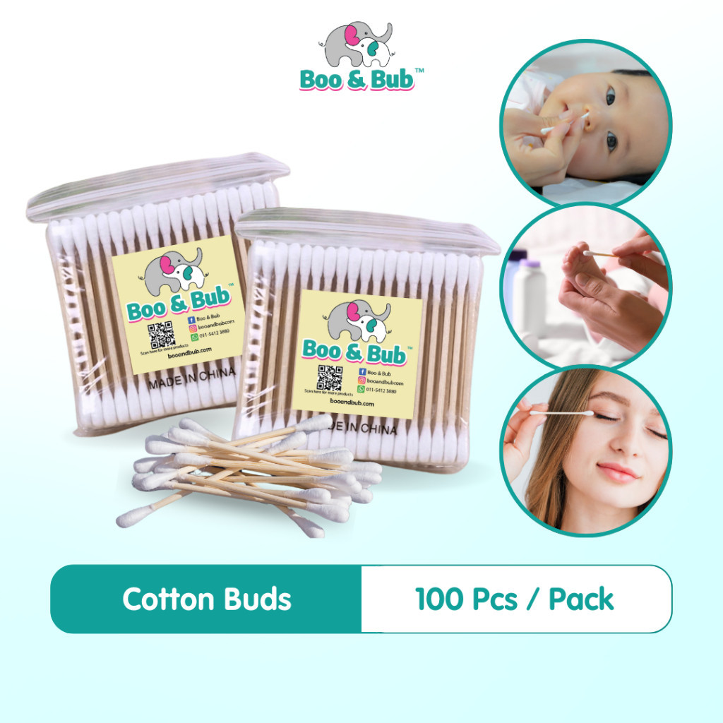 🔥100pcs/pack🔥Boo&Bub Cotton Buds | Disposable Cotton Swabs Double Head ...