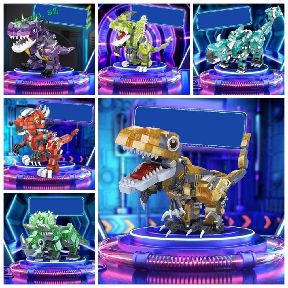 FUZOU Luminous Dinosaur Building Block Toy, Tyrannosaurus Triceratops ...