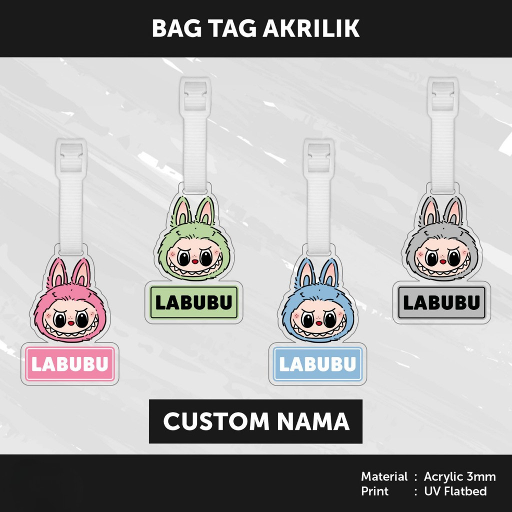 Personalized Labubu - Acrylic Name Custom Bag Tag - Cute Rabbit Travel ...