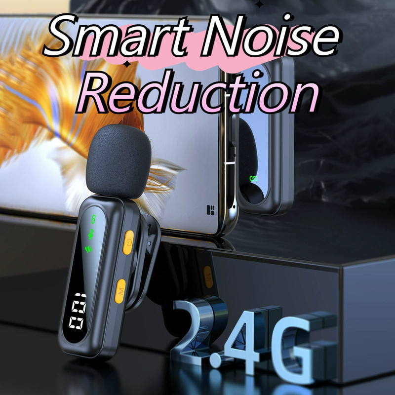 Magnetic digital display wireless collar microphone one to two 2.4G ...