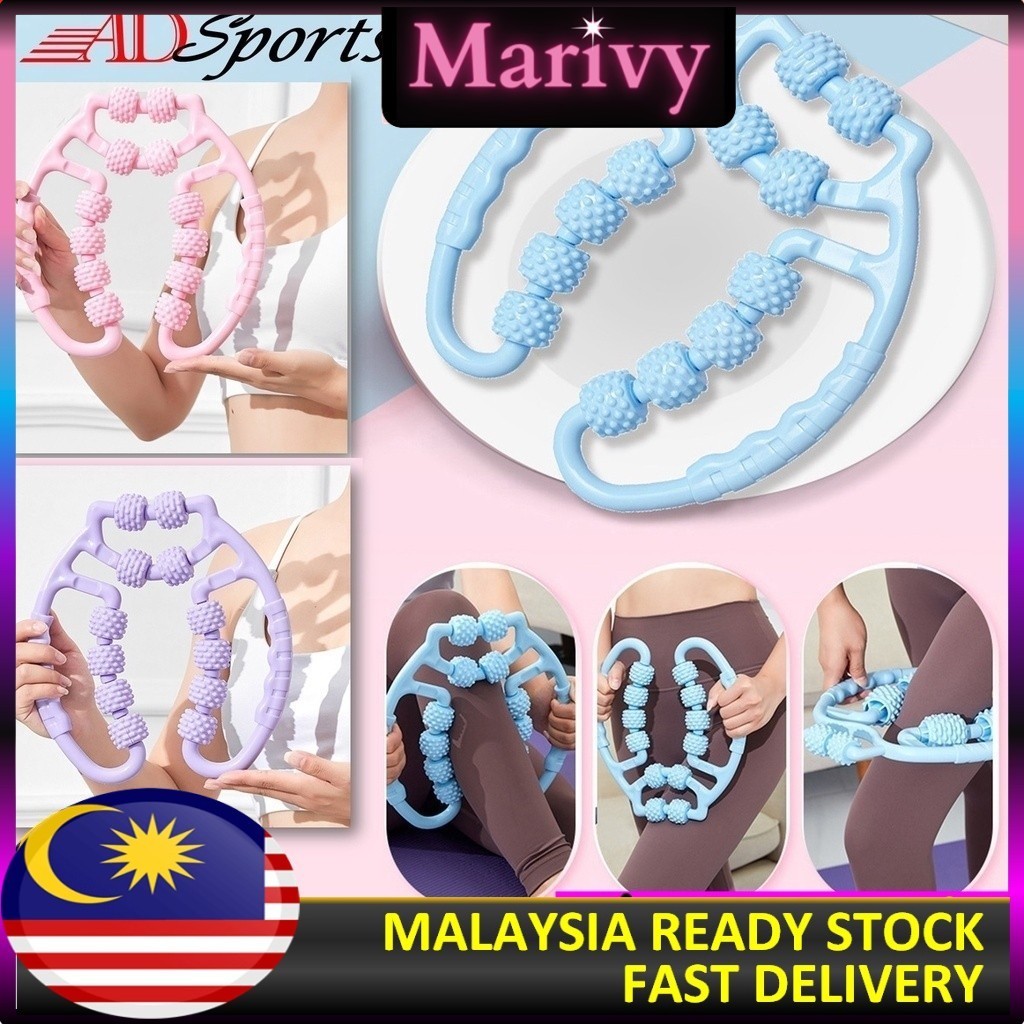 U Shape Yoga Massage Roller 12 Wheels 360 Degree Massager Trigger Point ...