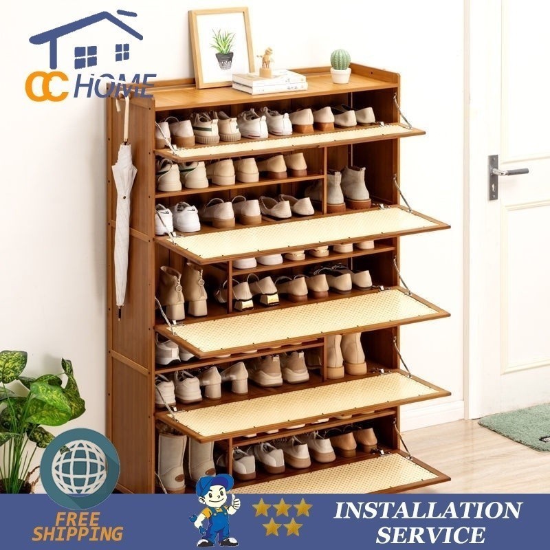 Gb Rattan Bamboo Shoe Cabinet Deodorant Breathable Shoe Rack ...