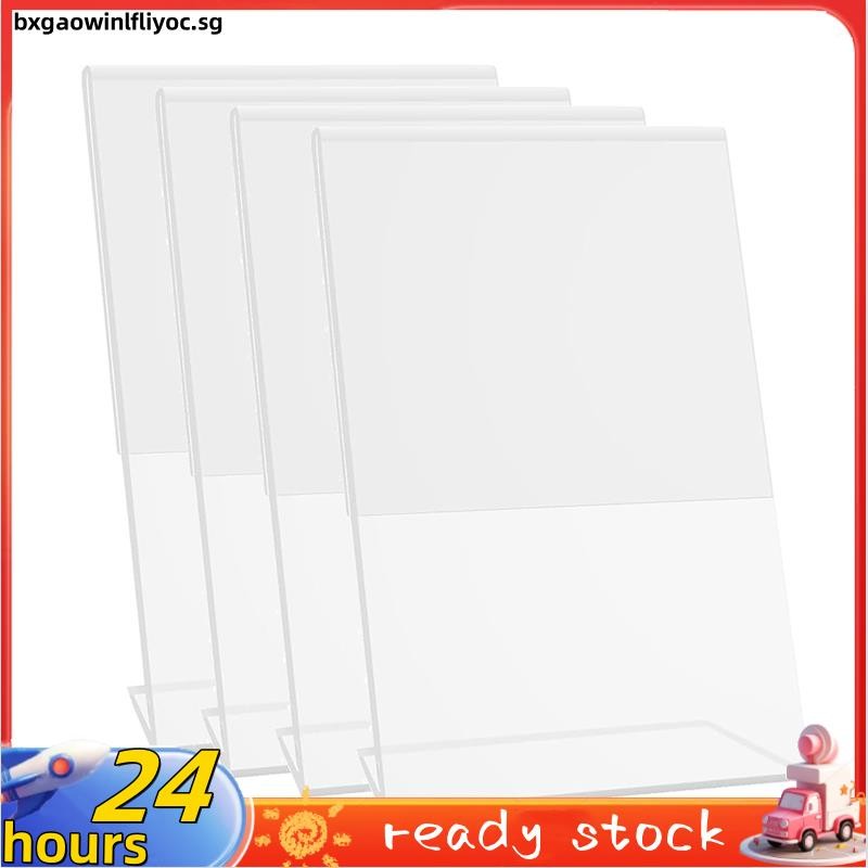 5x7In, 4 Pack Acrylic Sign Holder Clear Plastic Sign Holder with Hidden ...