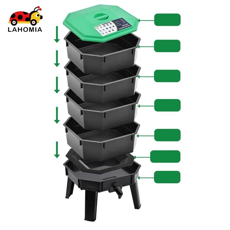[lahomia] Compost Bin 4 Tray Composter Composting System Efficient ...