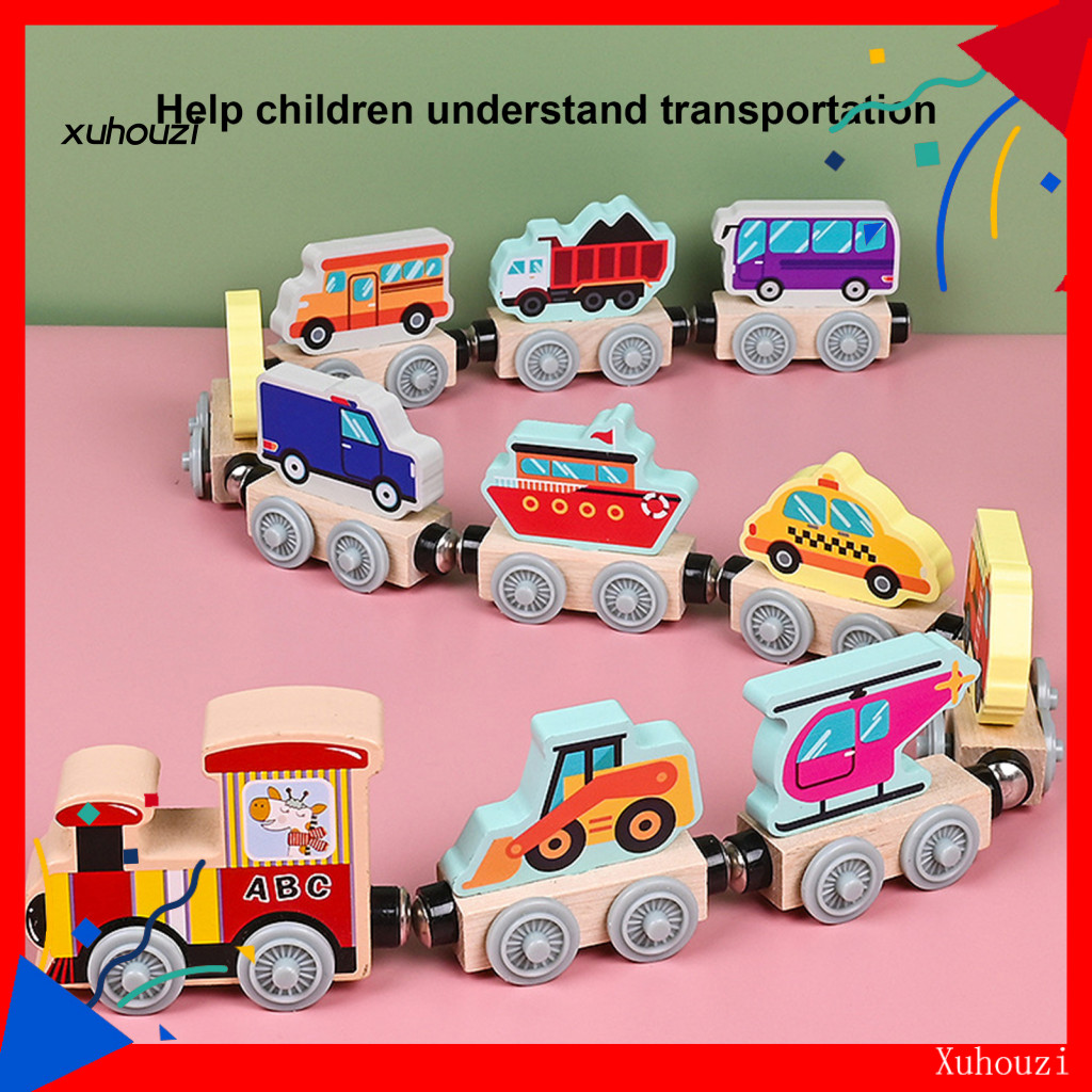 XZ Vehicle Theme Toy Train Wooden Magnetic Train Toy Set for Kids ...