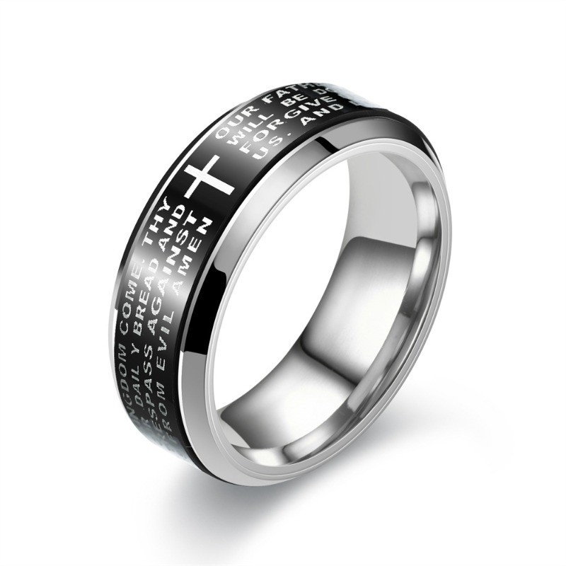 Stainless Steel Croos Ring Bible Verse Band Ring Women Men Jewelry Gift ...