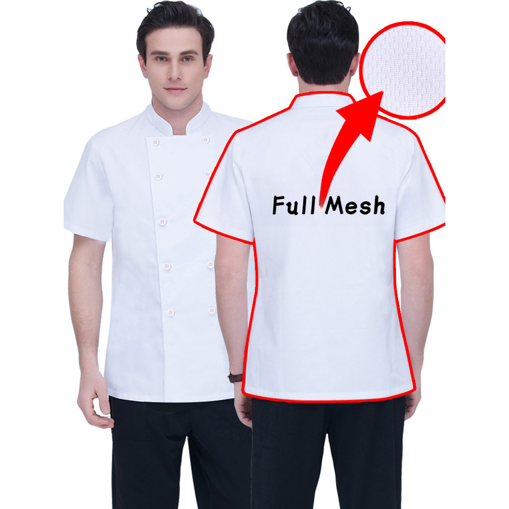 Chef Cooks Clothes Chef Uniform Back Full Net Men's Short Sleeve ...