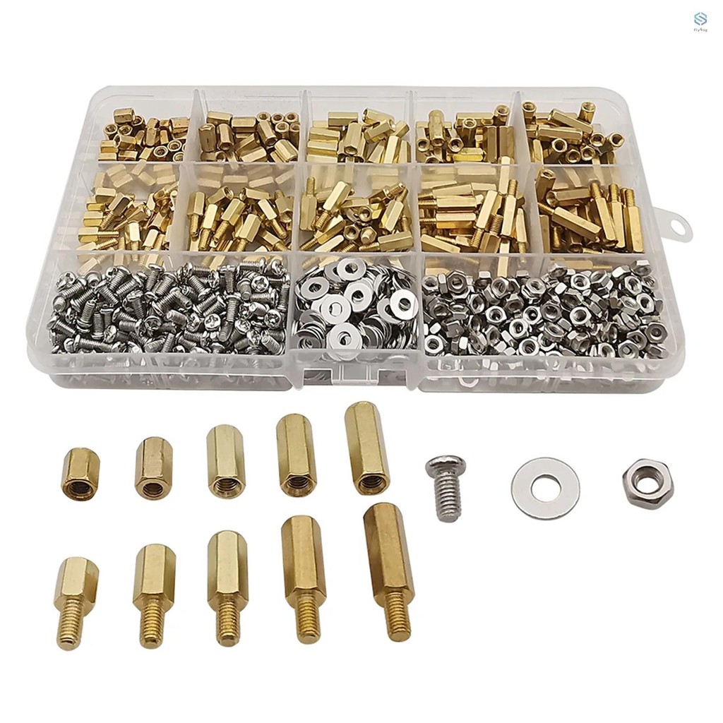 910Pcs/set M3 Male Female Hex Brass Standoff Spacer Kit with Screw Nut ...