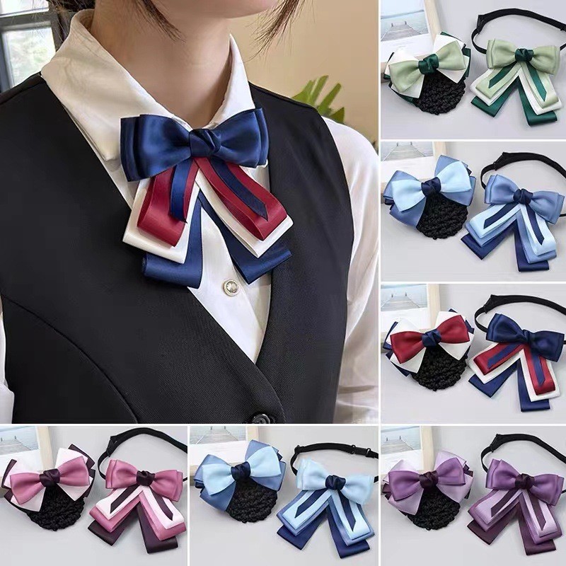Bow Tie Ladies Professional Collar Flower Bank Tooling Uniform Shirt ...