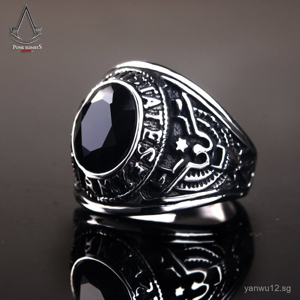 Skull Retro Dominant Middle Finger Men's Punk Trendy Personality Ring ...