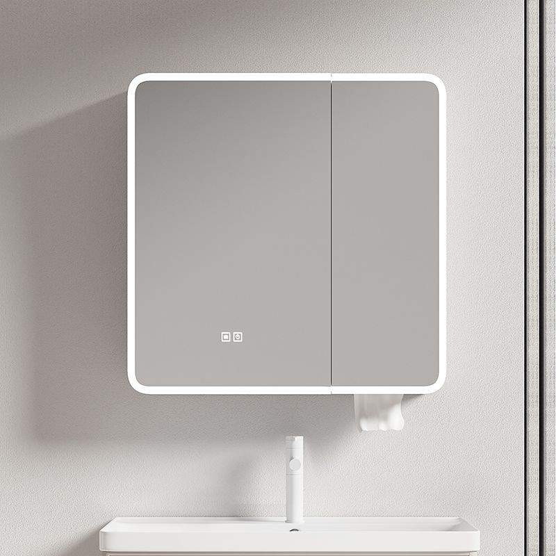 Space Aluminium Bathroom Mirror Cabinet Intelligent Lighting Locker ...