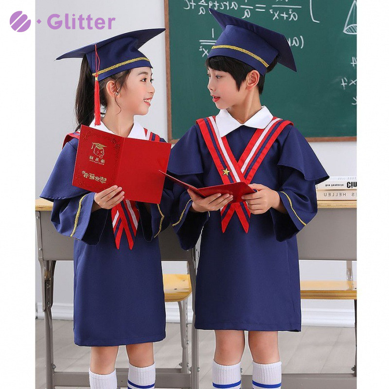 Graduation Uniform Gown Cap for Kids Boy Girl Unisex Graduation ...