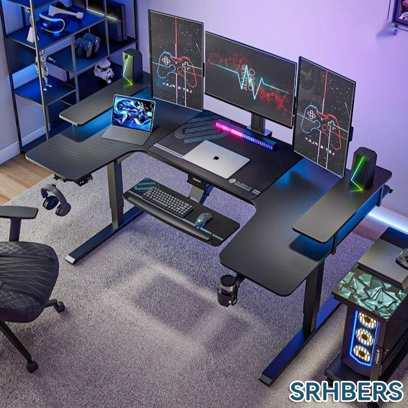 SR Gaming Table Dual Motor Electric Height Adjustable Corner Large Game ...