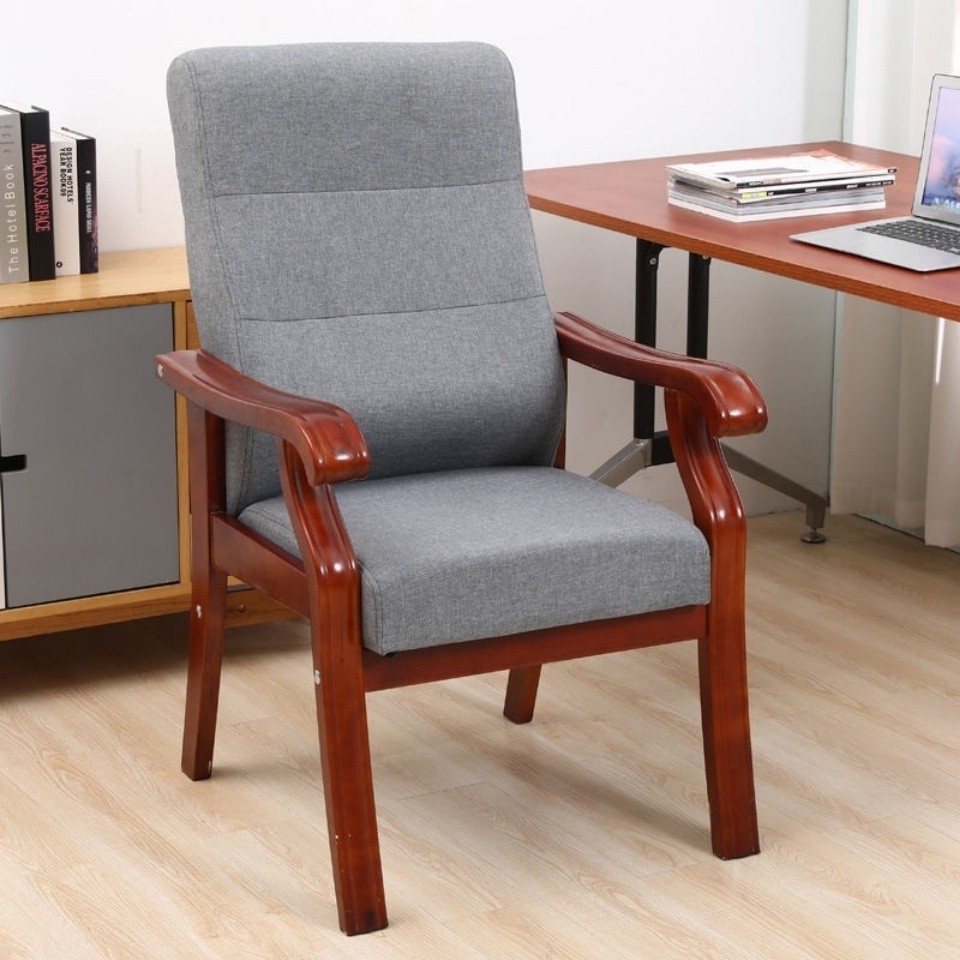 Office Chair with Backrest, Computer Chair, Solid Wood Executive Chair ...