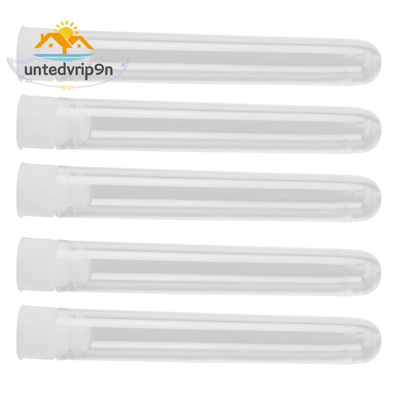 100Pcs Clear Plastic Test Tubes with White Screw Caps Sample Containers ...