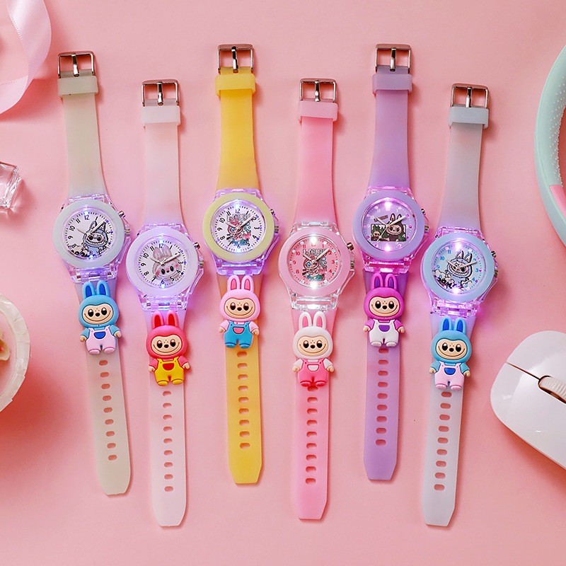 Labubu Colorful Light Watch Cute Cartoon Labubu Watch Labubu 灯光手表-UW012 ...