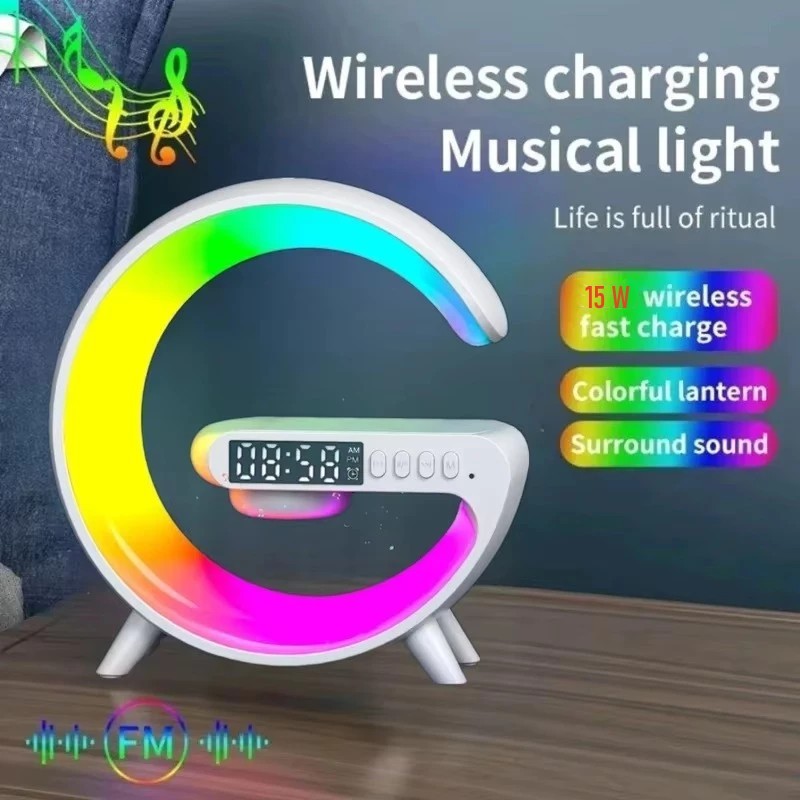 New 15W G63 Wireless Charger Stand Pad Bluetooth Speaker RGB Light ...