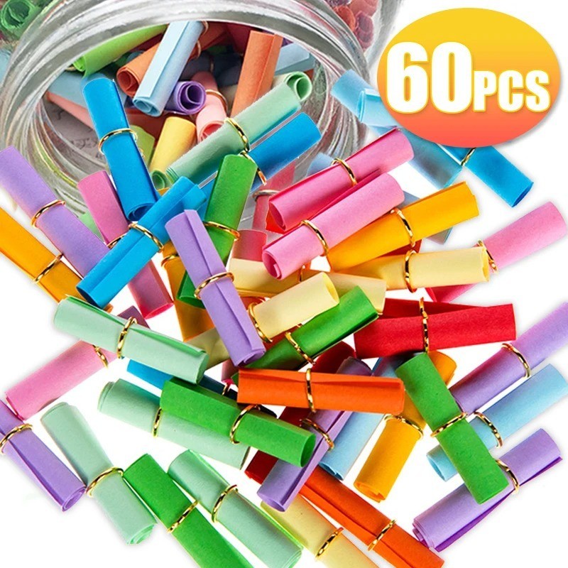 60Pcs Color Mini Wishing Roll Paper Wish Bottle Blank Letter Paper with ...