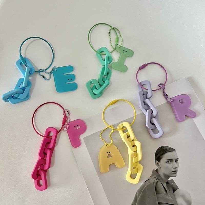 Cute Keychain Funny Customized Letter Key Chains Girl Heart Pendant for ...