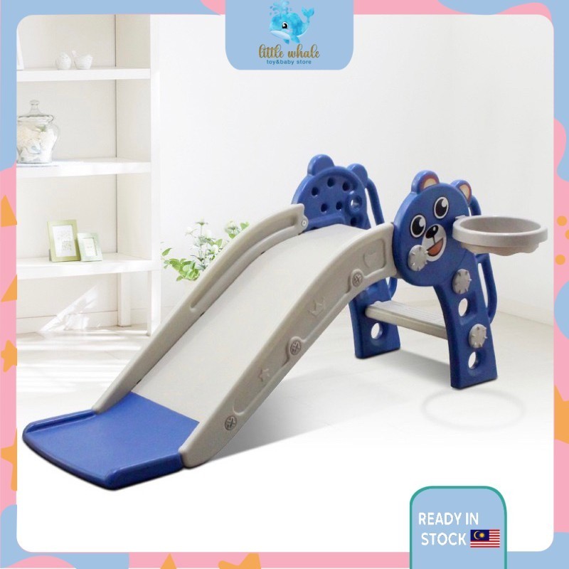 Children's Slide with Safety Fence Mini Bear Children Slide Playground ...