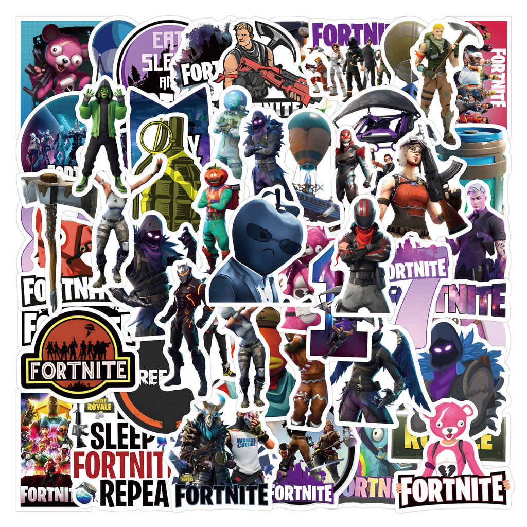 55 Sheets Cross-Border Fortnite Graffiti Stickers Decoration Guitar ...