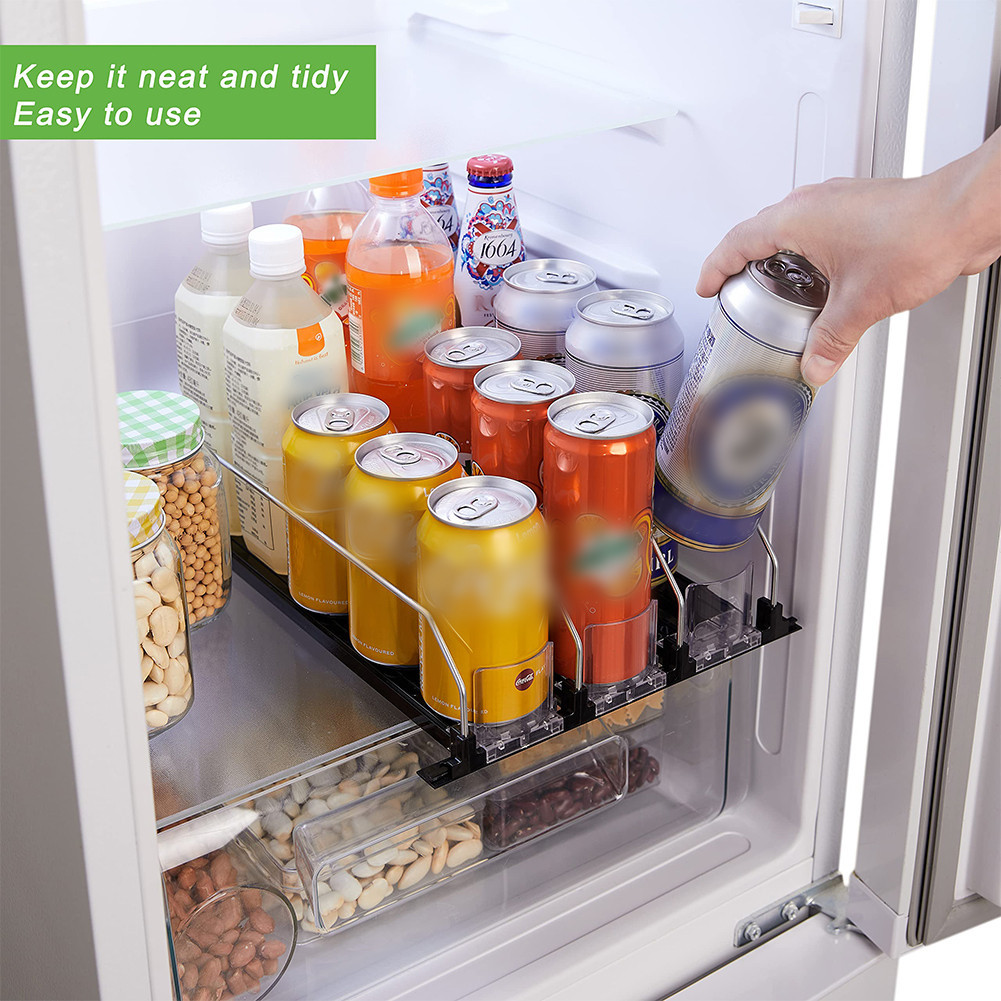 1/3/5 Rows Drink Organizer for Fridge Self-Sliding Soda Can Dispenser ...