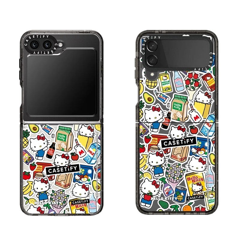 High Quality Caseti Hello Kitty Sticker Hard Case Samsung Galaxy Z Flip 6 Flip 5 Flip 4 Flip 3 ...