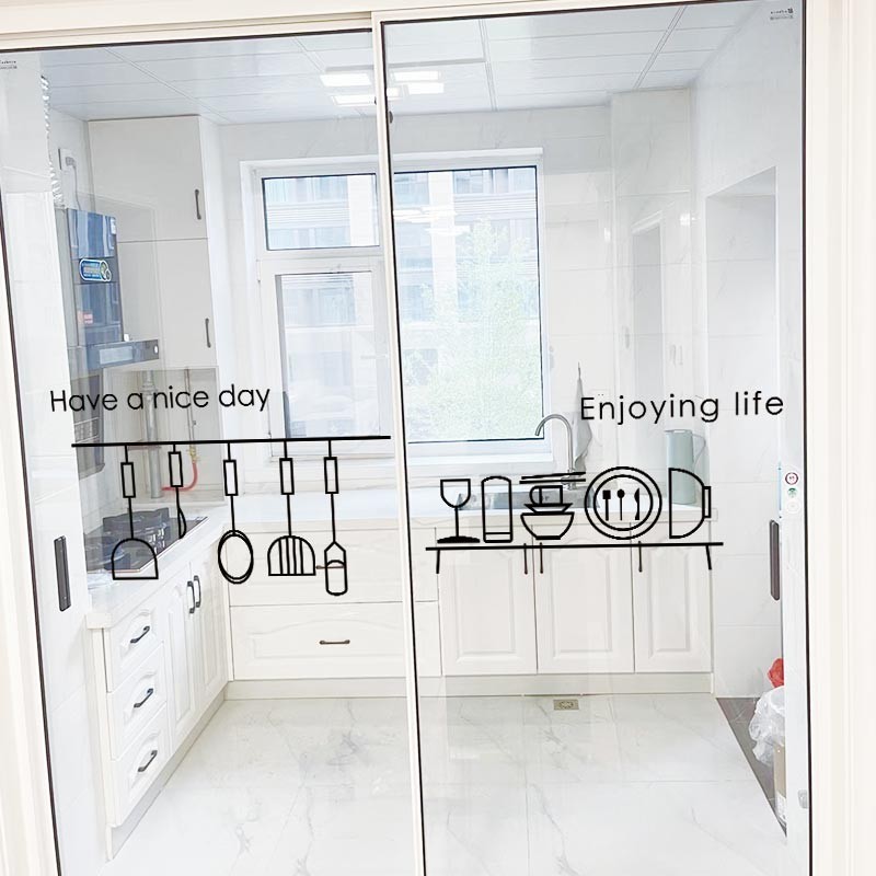 Ins Style Modern Minimalist Home Kitchen Glass Door Sticker Restaurant ...